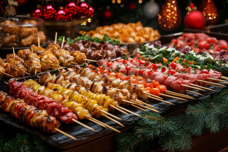 A Whimsical Festive Buffet Filled with Colorful Skewers and Delicious ...