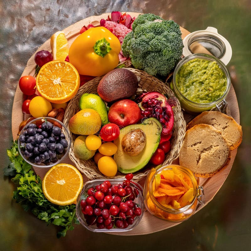 A Vibrant Spread of Fresh Fruits, Vegetables, and Nutritious Meals on a ...