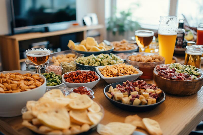 A Vibrant Spread of Snacks and Drinks on a Table during a Lively ...