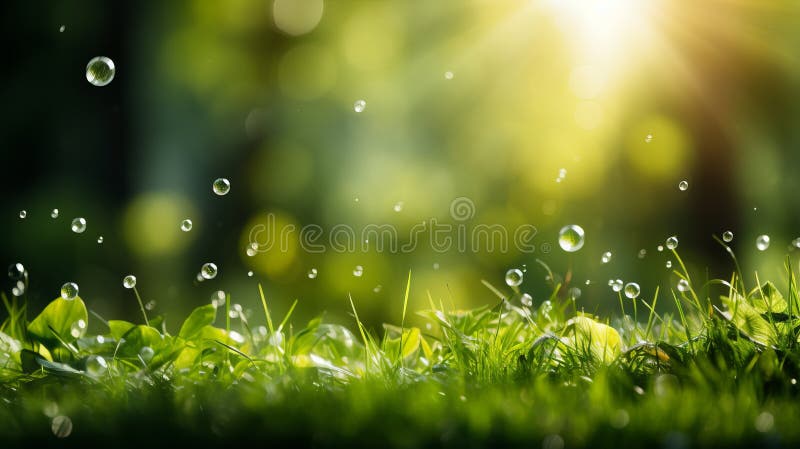 Vibrant Spring Blurred Background in Green for Product Placement and ...