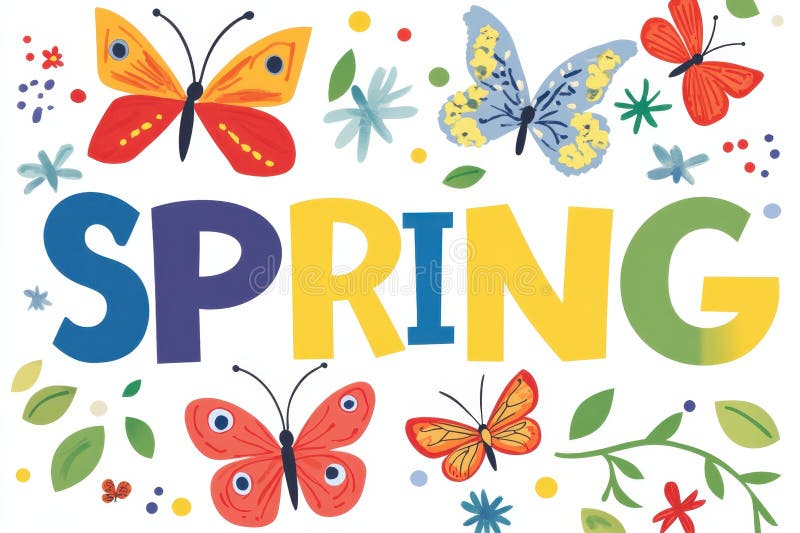 Vibrant Spring Featuring Butterflies Flowers Bold Colors Stock Photos ...