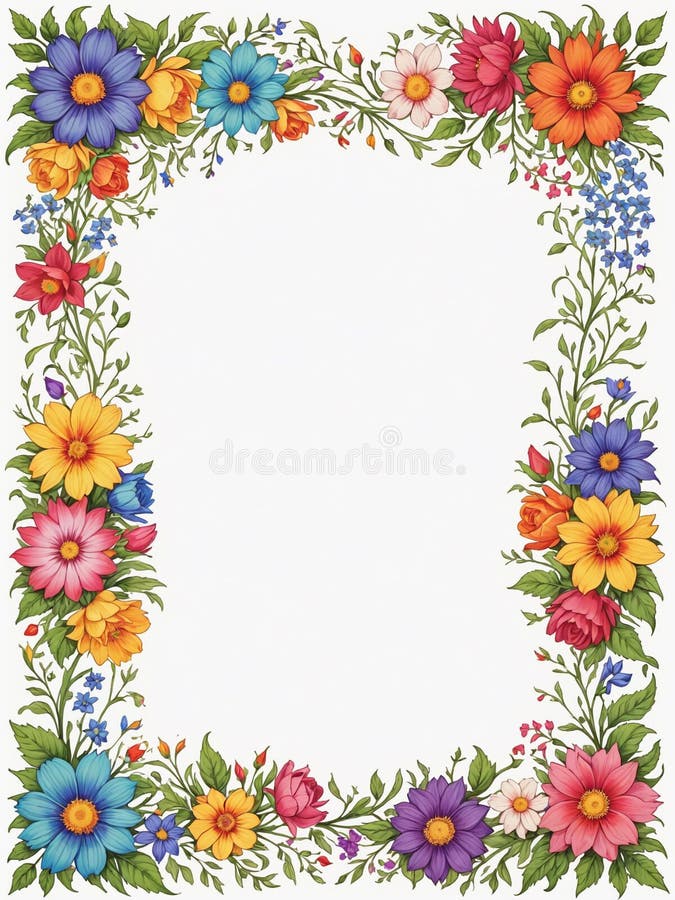 Vibrant Spring Floral Border Stock Illustration - Illustration of ...