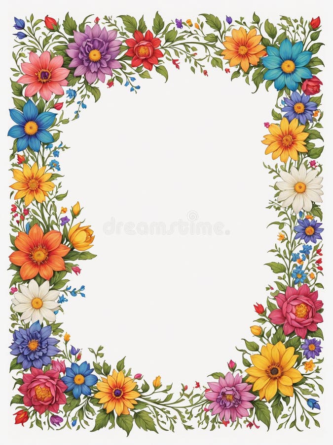 Vibrant Spring Floral Border Stock Illustration - Illustration of ...