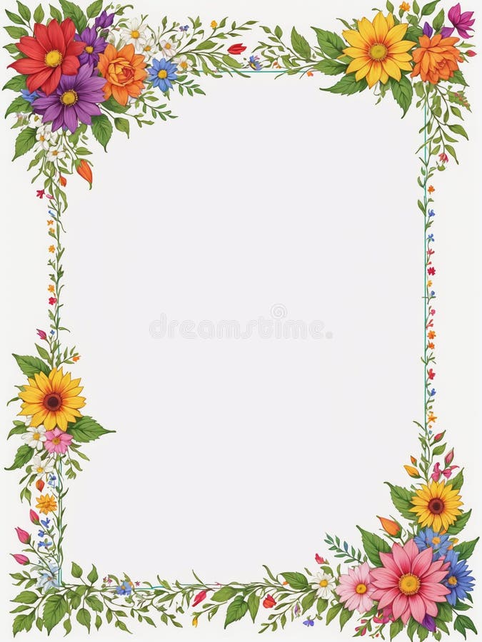 Vibrant Spring Floral Border Stock Illustration - Illustration of ...