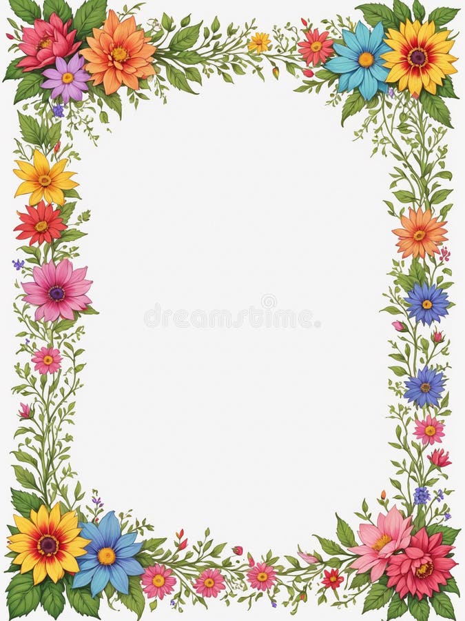 Vibrant Spring Floral Border Stock Illustration - Illustration of ...