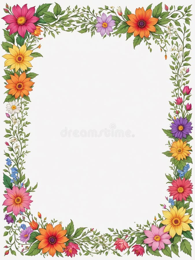 Vibrant Spring Floral Border Stock Illustration - Illustration of ...