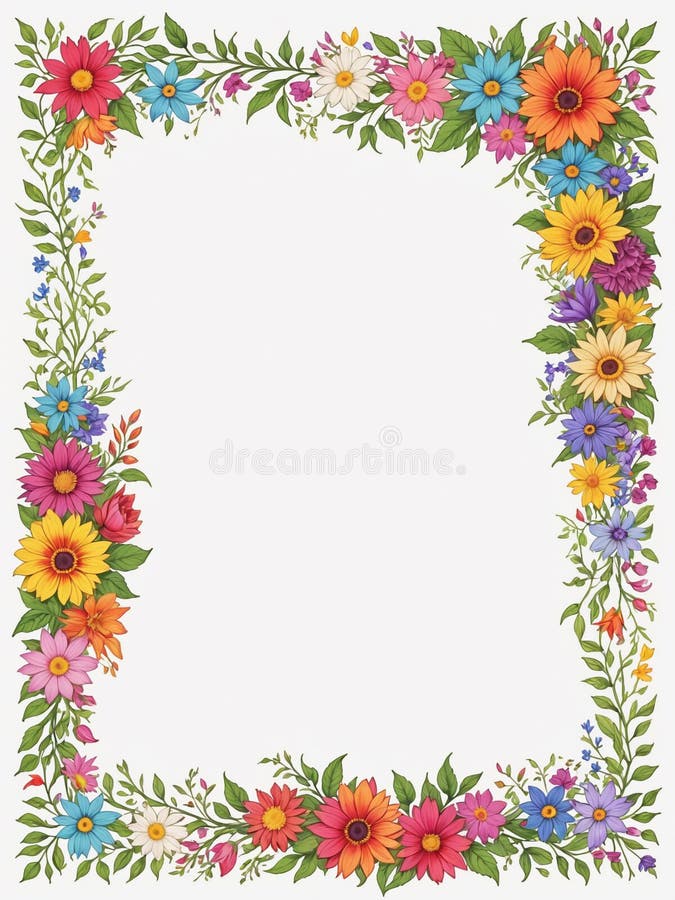 Vibrant Spring Floral Border Stock Illustration - Illustration of ...