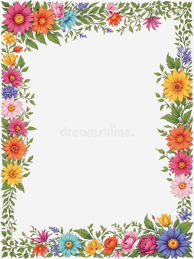 Vibrant Spring Floral Border Stock Illustration - Illustration of ...