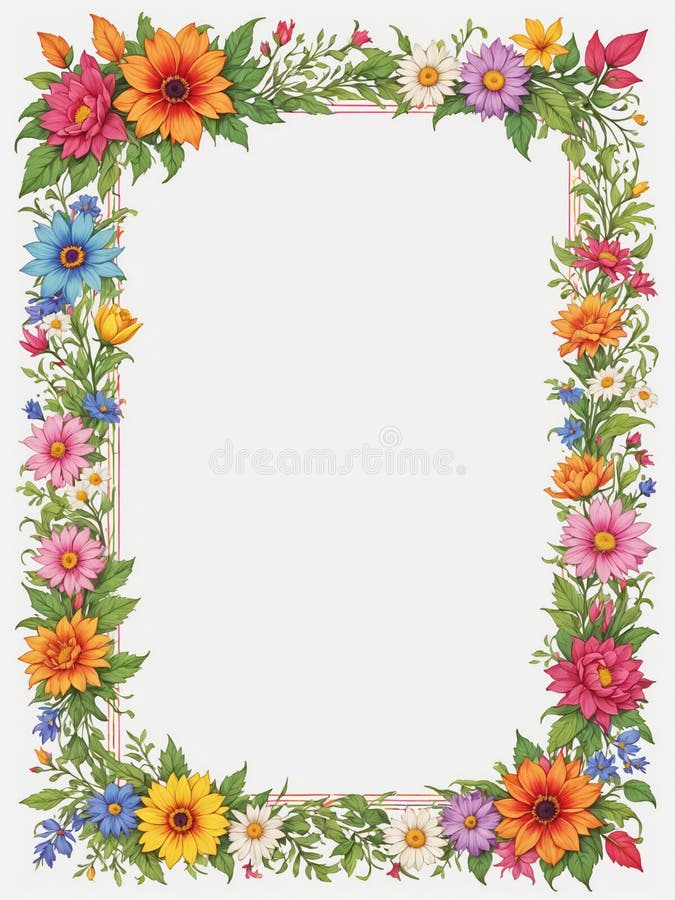 Vibrant Spring Floral Border Stock Illustration - Illustration of ...