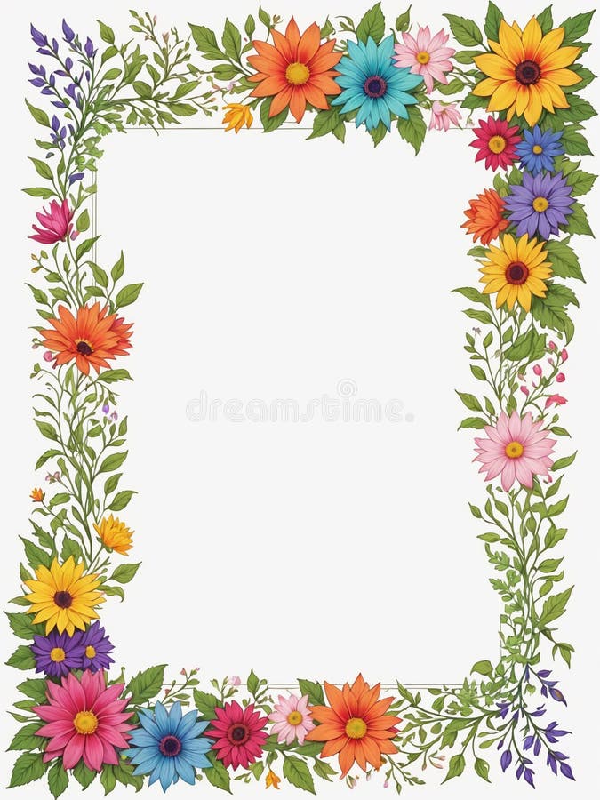 Vibrant Spring Floral Border Stock Illustration - Illustration of ...