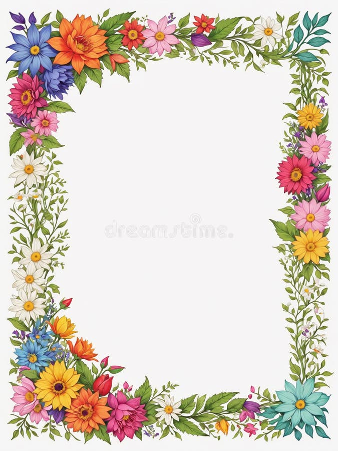 Vibrant Spring Floral Border Stock Illustration - Illustration of ...
