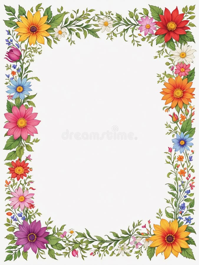 Vibrant Spring Floral Border Stock Illustration - Illustration of ...