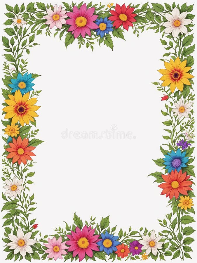 Vibrant Spring Floral Border Stock Illustration - Illustration of ...