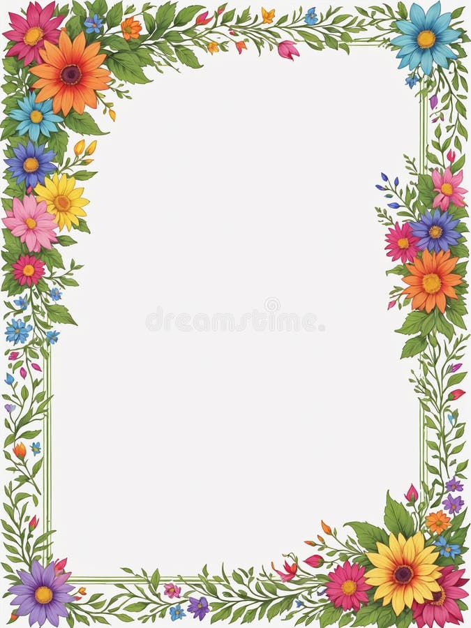 Vibrant Spring Floral Border Stock Illustration - Illustration of ...