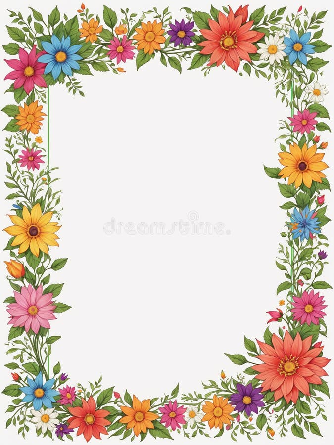 Vibrant Spring Floral Border Stock Illustration - Illustration of ...