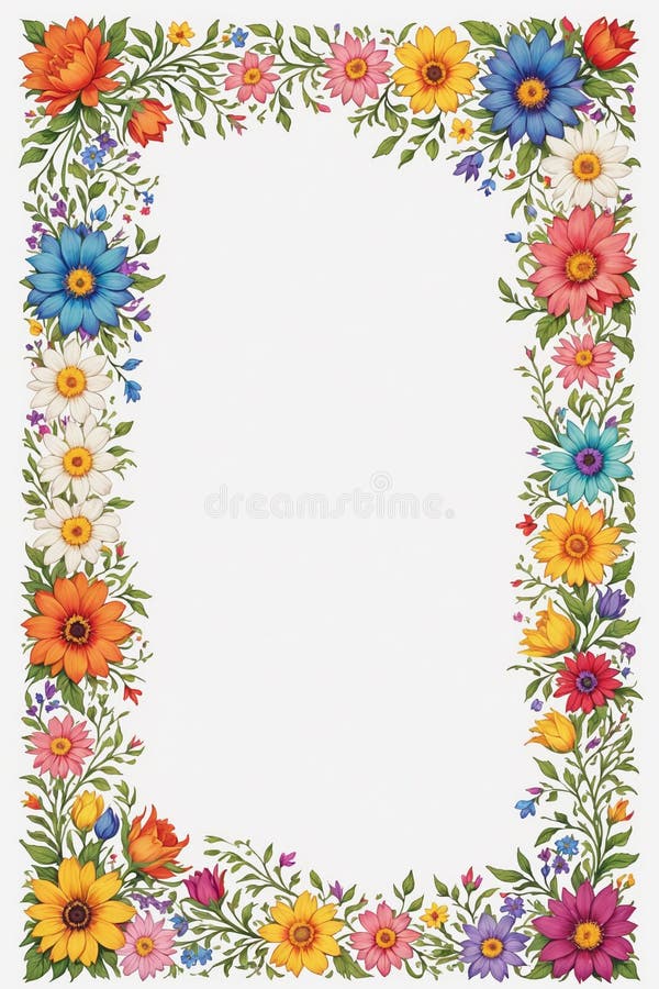 Vibrant Spring Floral Border Stock Illustration - Illustration of ...