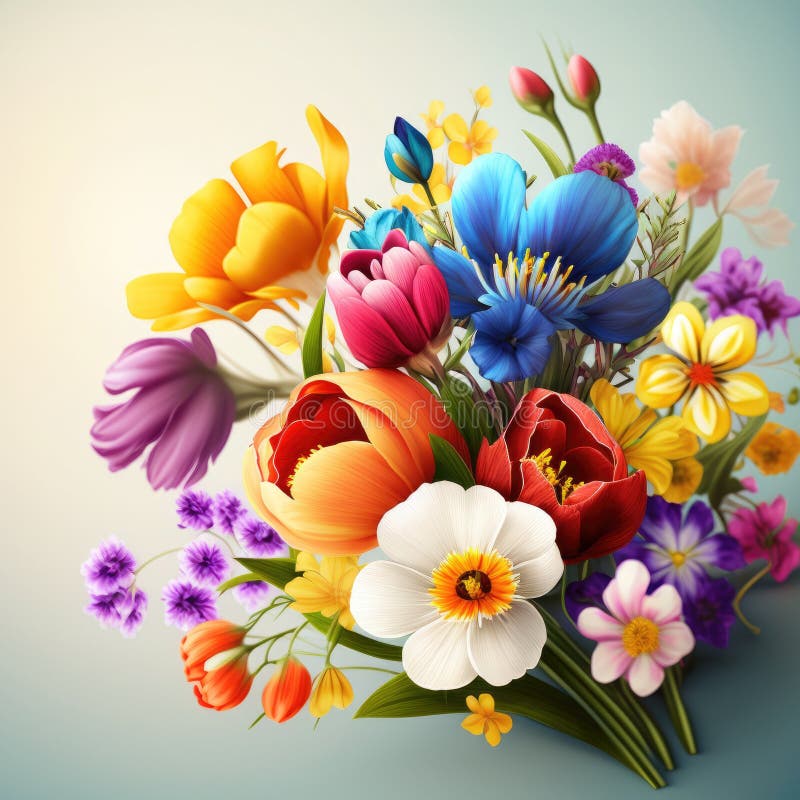 Vibrant Spring Flowers Background for Invitations and Posters. Stock ...