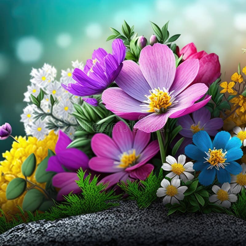 Vibrant Spring Flowers Background for Invitations and Posters. Stock ...