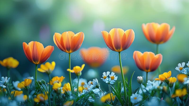 Vibrant Spring Flowers in Realistic Setting Create Cheerful Atmosphere ...