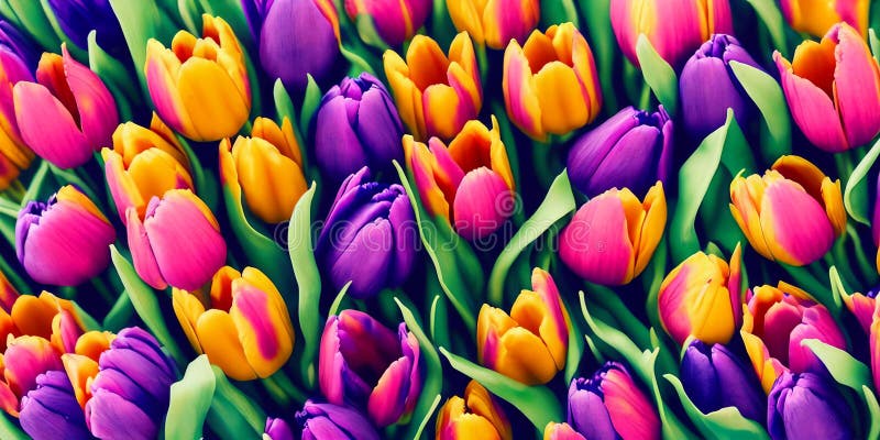 Vibrant Spring-themed Background Featuring a Variety of Colorful Tulips ...
