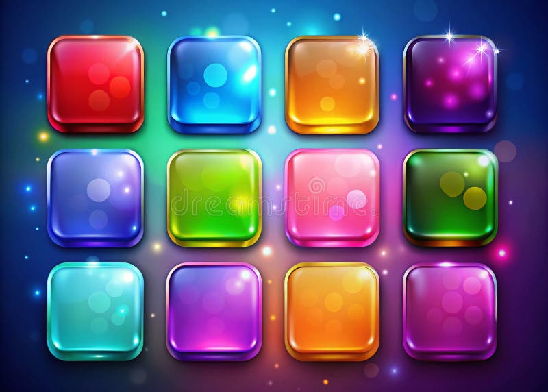 Vibrant Square Buttons for Stunning Web and Mobile App UIs Elevate User ...
