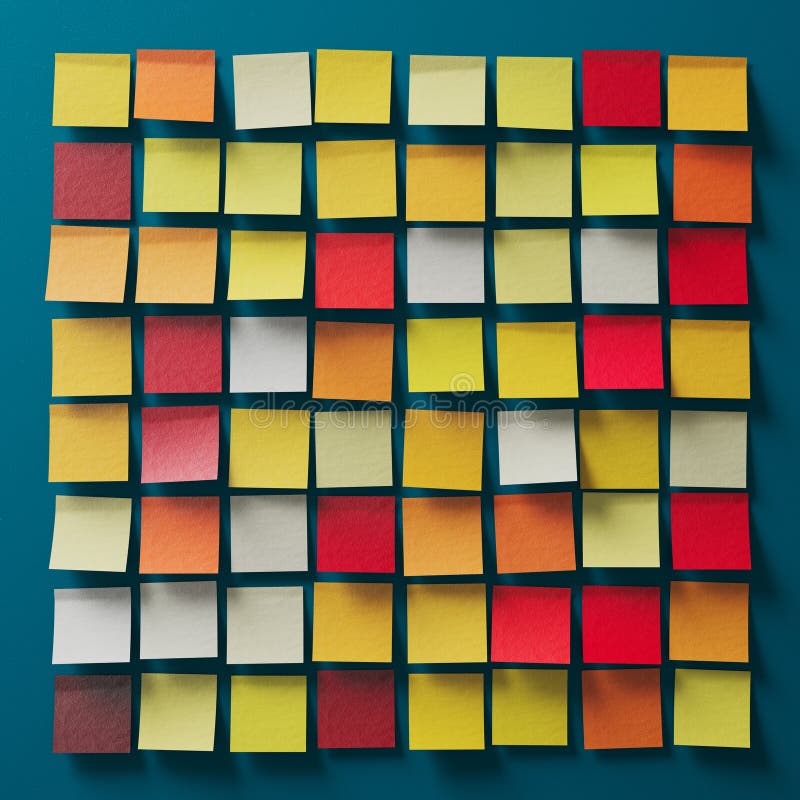Vibrant Sticky Note Mosaic: a Colorful Square Grid Display Stock Photo ...