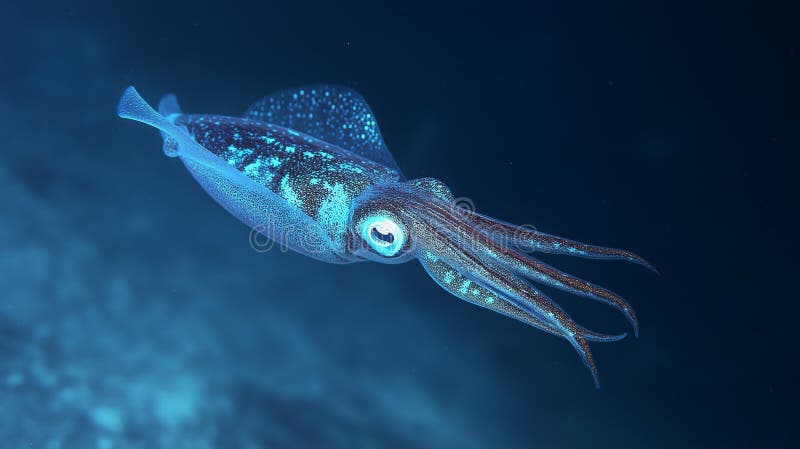 A Vibrant Squid Glides Effortlessly through the Ocean, Showcasing Its ...