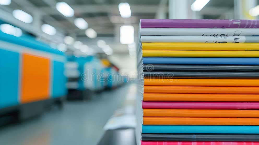 A Vibrant Stack of Bound Documents in a Modern Industrial Setting ...
