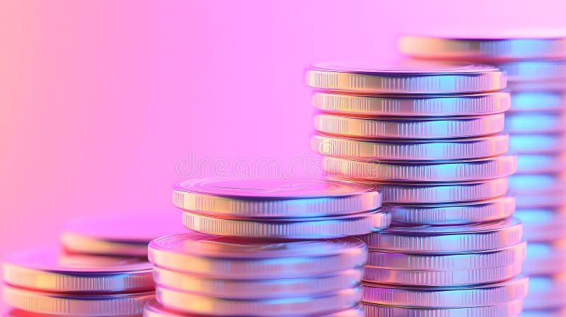 Stacks of Radiant Coins Against a Pastel Gradient Background for a ...