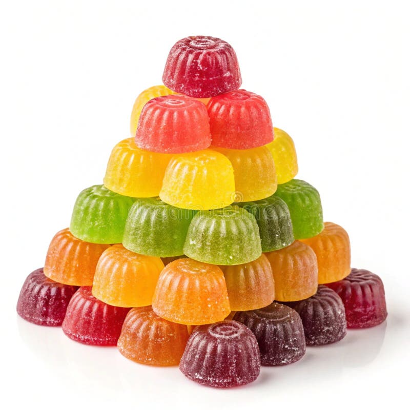 A Stack of Colorful Jello Candies in a Pyramid Shape Isolated on White ...