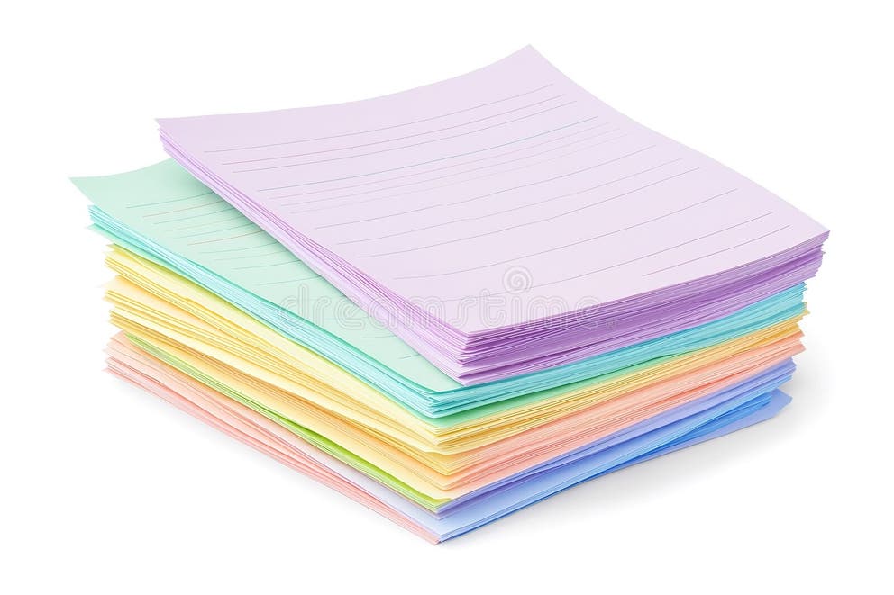 Vibrant Stack of Colorful Lined Papers, Perfect for Back To School ...