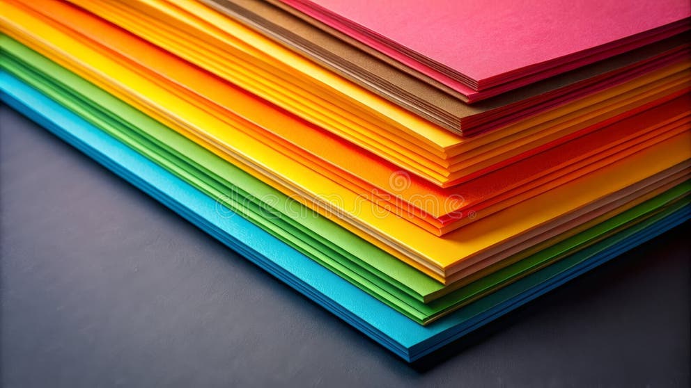 A Vibrant Stack of Colorful Paper Sheets Arranged in a Rainbow Gradient ...
