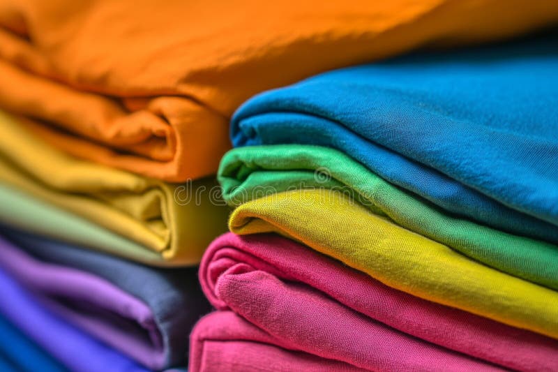 Vibrant Stack of Colorful Textiles, Focus on Texture. AI Image Stock ...
