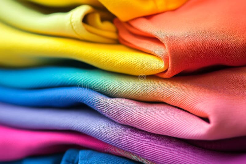 Vibrant Stack of Colorful Textiles, Focus on Texture. AI Image Stock ...