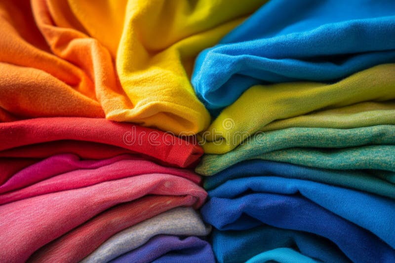 Vibrant Stack of Colorful Textiles, Focus on Texture. AI Image Stock ...
