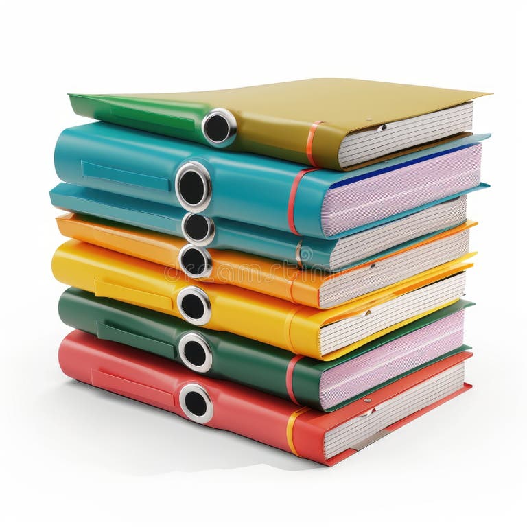 Stack of Colorful Ring Binders and Files, Office Supplies Stock ...