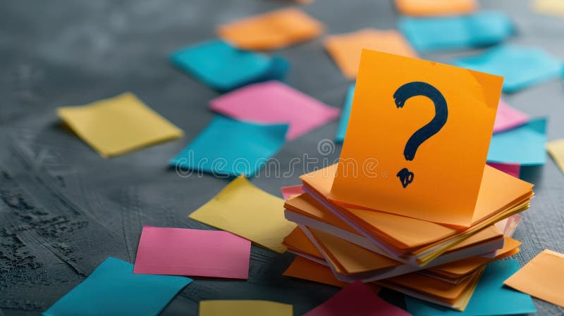 A Vibrant Stack of Orange Sticky Notes with a Question Mark Symbolizes ...