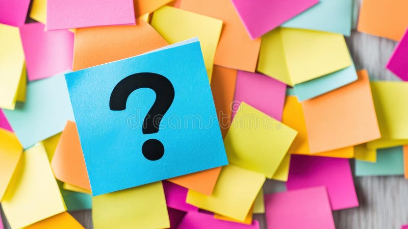 A Vibrant Stack of Sticky Notes, Highlighting a Blue Note with a Black ...