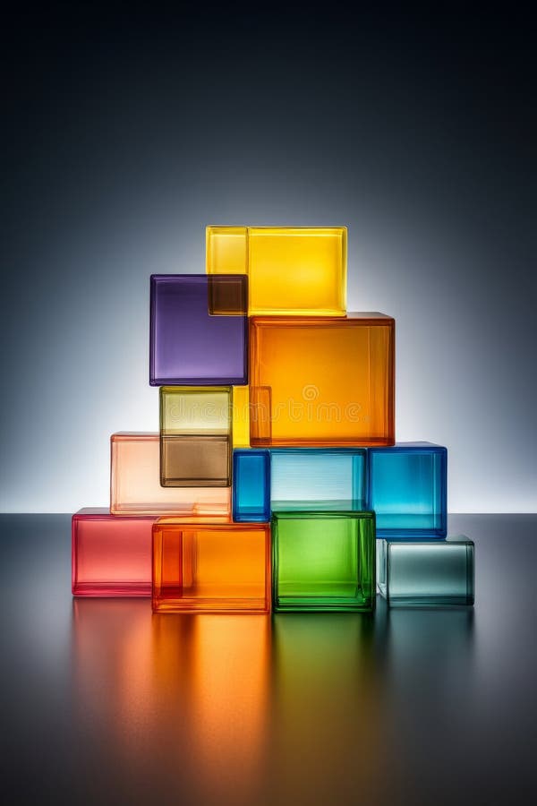 Vibrant Stack of Translucent Cubes in a Glowing Gradient, Symbolizing Innovation, Structure, and ...