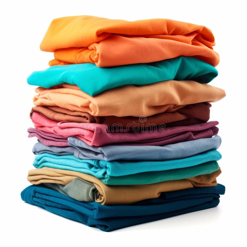 Vibrant Stack of Tshirts in Various Colors on a White Background., Ai ...