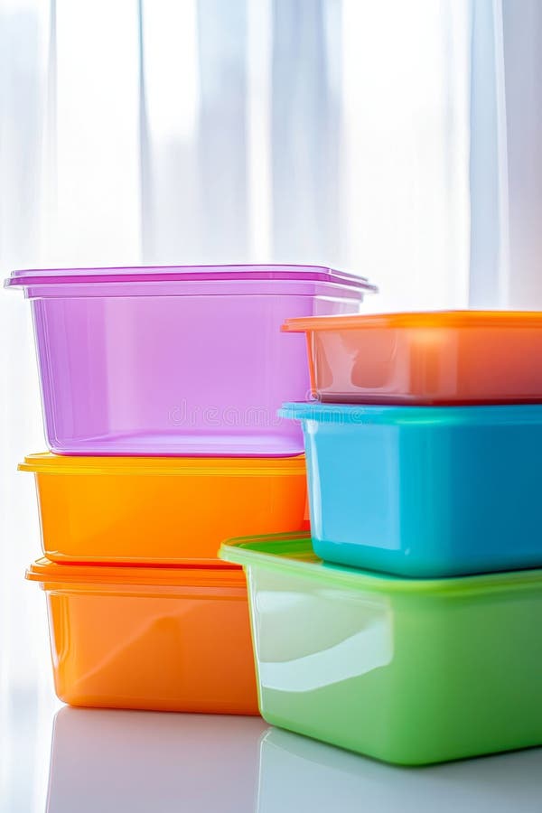 Vibrant Stackable Plastic Containers Stock Illustration - Illustration ...