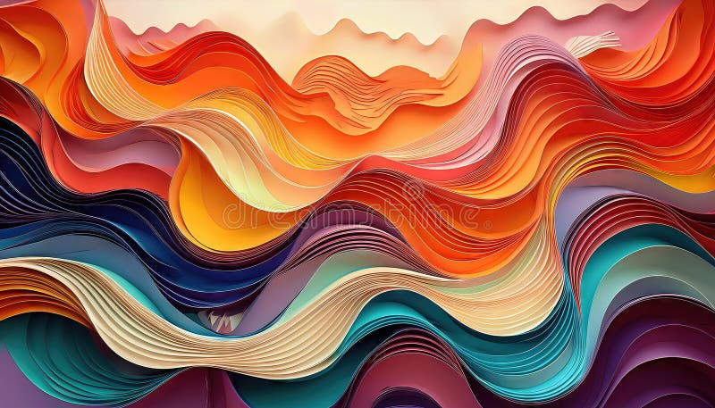 Vibrant Stacked Geometric Patterns on Textured Paper Complex Layers ...