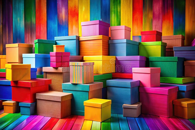 Vibrant Stacked Gift Boxes EyeCatching Packaging Design for Modern ...
