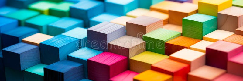 Vibrant Stacked Multi-Colored Wooden Blocks Symbolizing Creative Growth ...