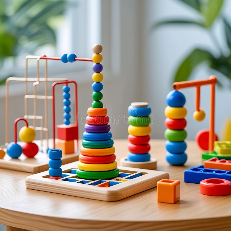 Vibrant Stacking and Sorting Toys for Cognitive Development Stock Photo ...