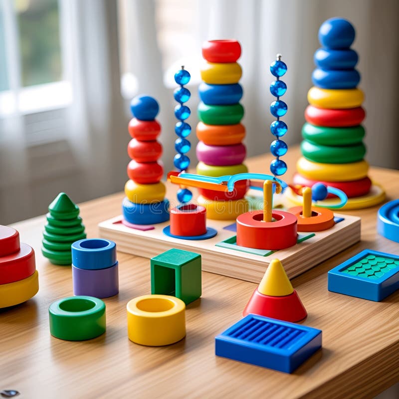 Vibrant Stacking and Sorting Toys for Cognitive Development Stock Image ...