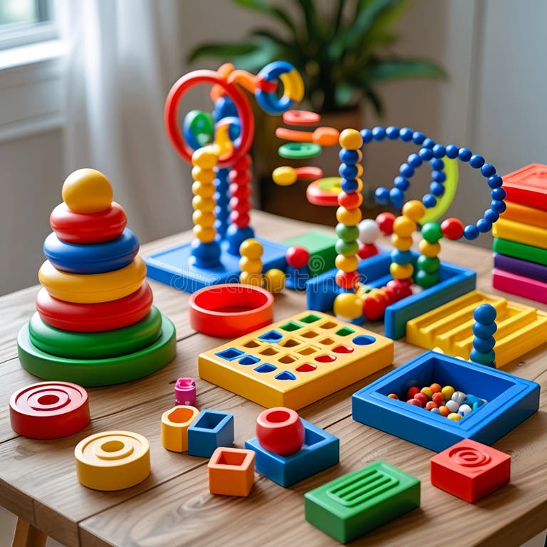 Vibrant Stacking and Sorting Toys for Cognitive Development Stock Photo ...