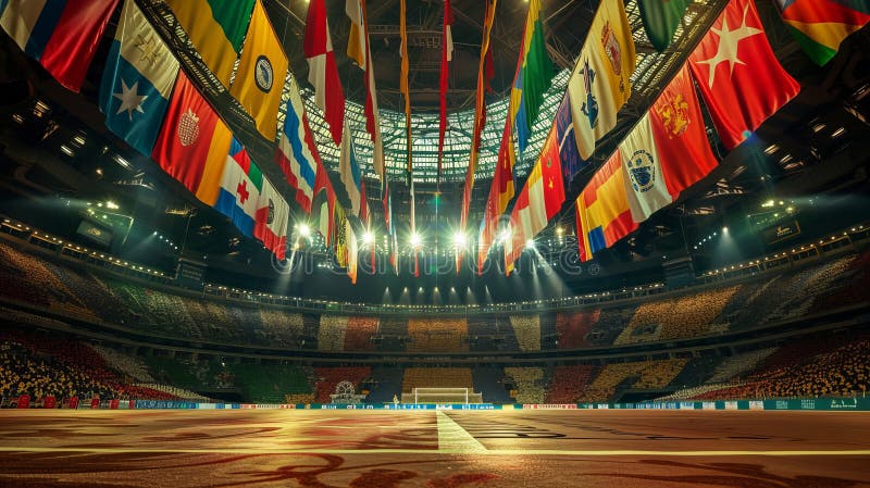 Vibrant Stadium Filled with Flags Stock Image - Image of crowd ...