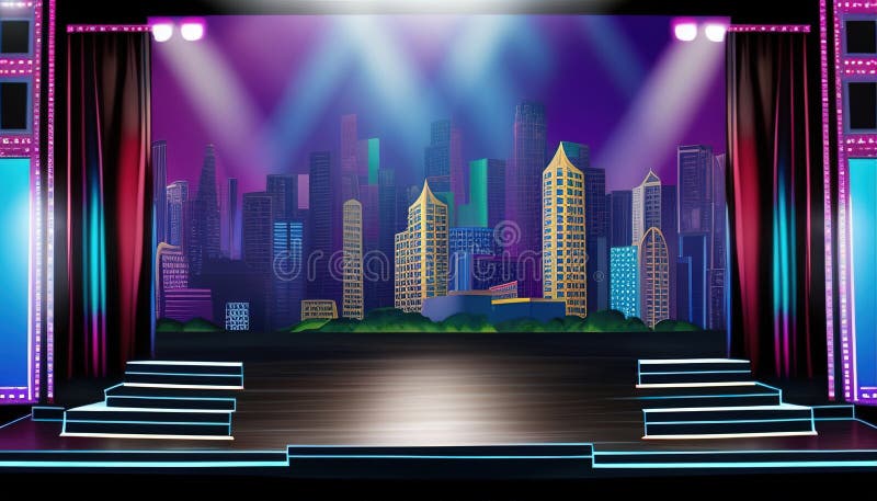 Vibrant Stage Backdrop for Auditions, Made with Generative AI Stock ...