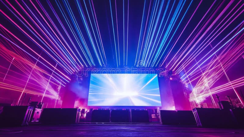 Vibrant Stage with Dynamic Purple Pink and Blue Lighting Stock ...